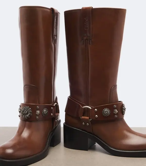 Chloé Dakota Studded Leather Knee-high Boots