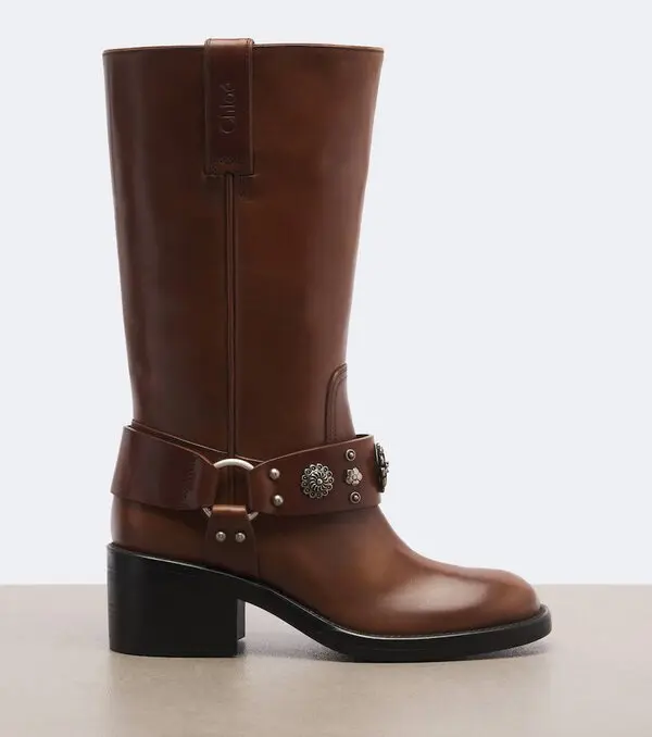 Chloé Dakota Studded Leather Knee-high Boots