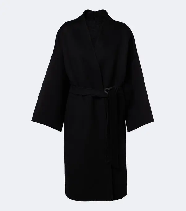 Fendi Belted Wool And Silk Coat - Black