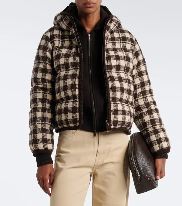 Moncler Gingham Wool-blend Down Jacket