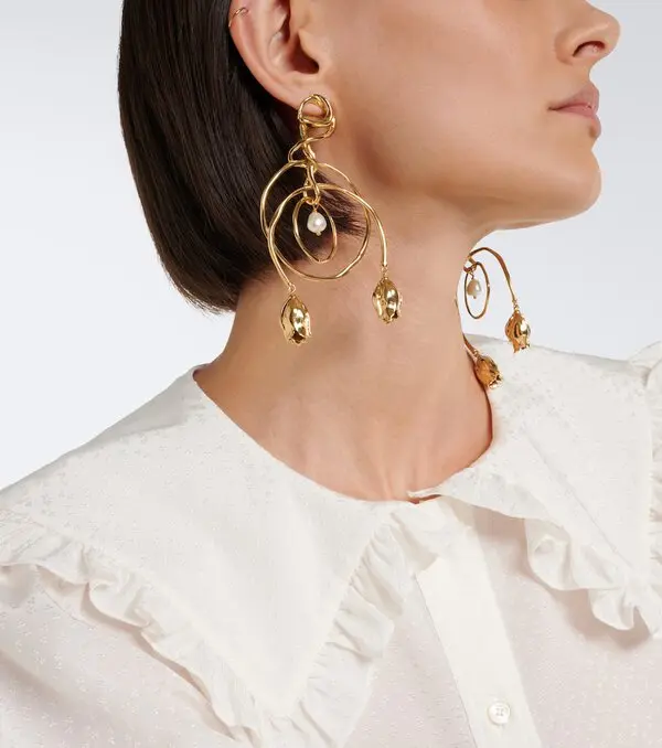 Chloé Floral Faux-pearl Drop Earrings