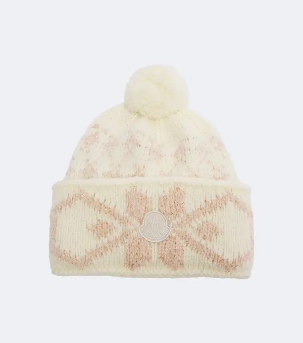 Moncler Sequined Wool-blend Beanie - White