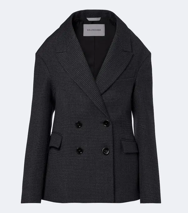 Balenciaga Houndstooth Double-breasted Wool Jacket