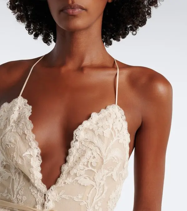 Fendi Silk Chiffon And Lace Maxi Dress