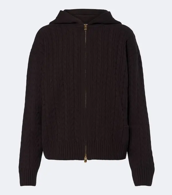 Agnona Cable-knit Cashmere Zip-up Hoodie