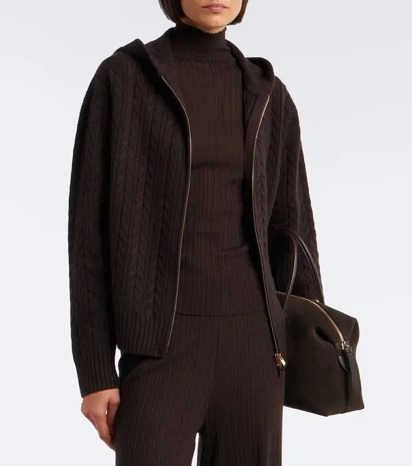 Agnona Cable-knit Cashmere Zip-up Hoodie