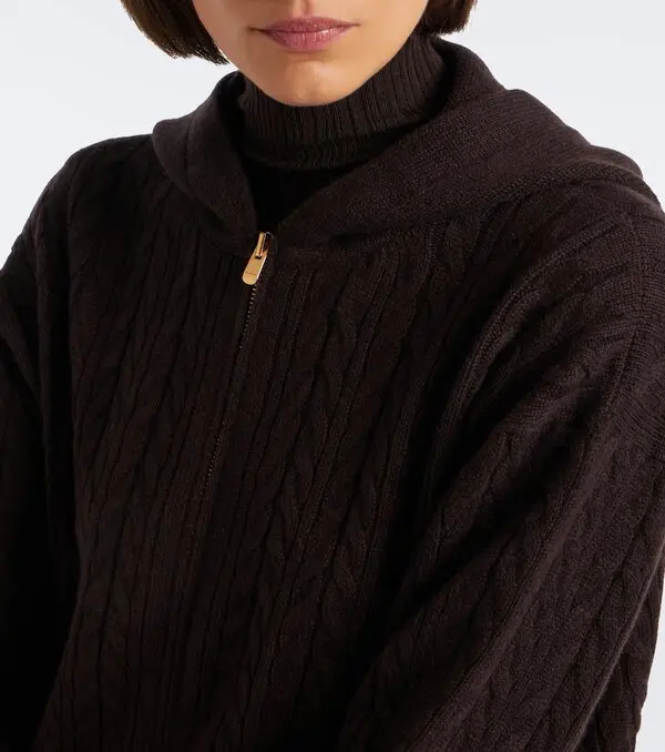 Agnona Cable-knit Cashmere Zip-up Hoodie
