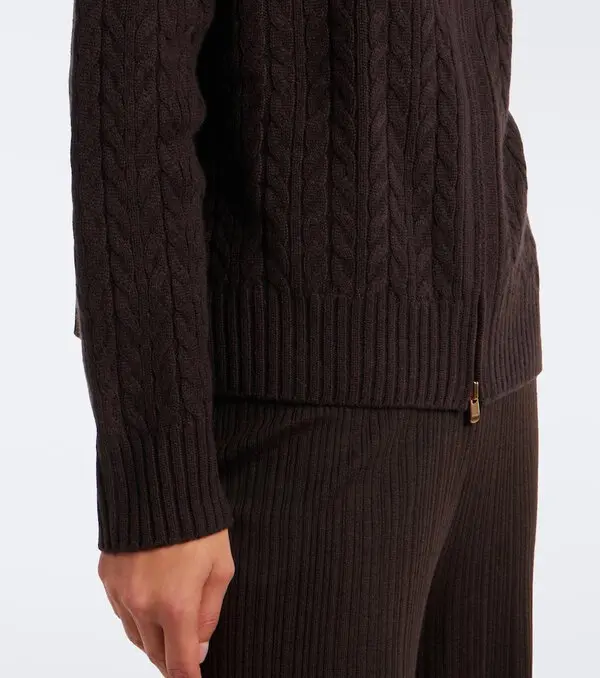 Agnona Cable-knit Cashmere Zip-up Hoodie
