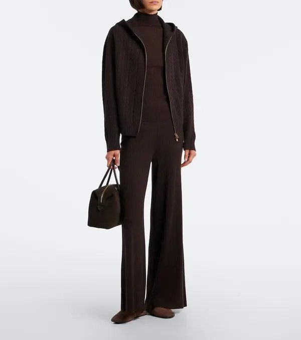 Agnona Cable-knit Cashmere Zip-up Hoodie