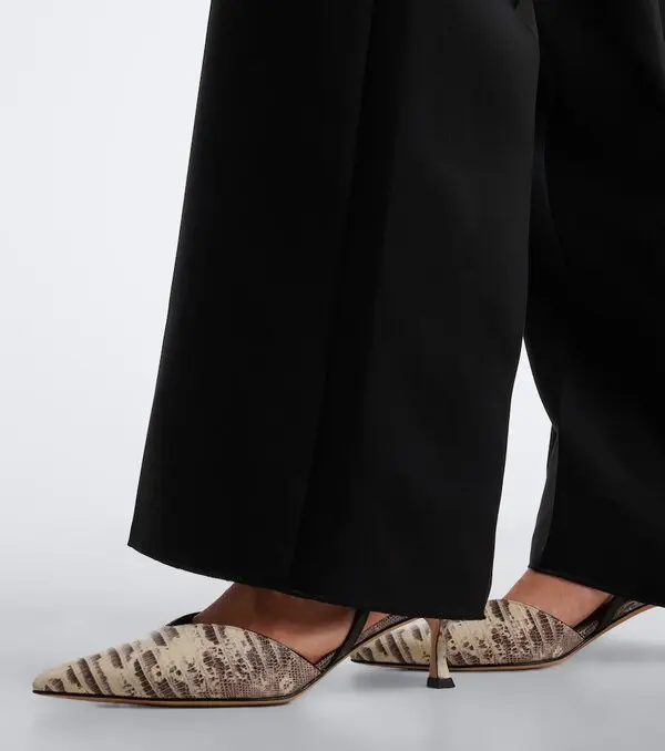 Fendi Colibrì Snake-effect Leather Slingback Pumps