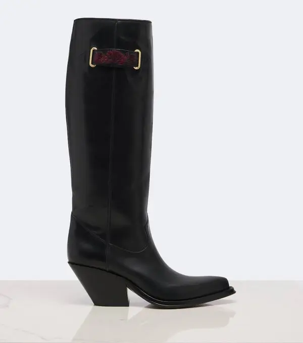 Chloé Azelan Leather Knee-high Boots - Black