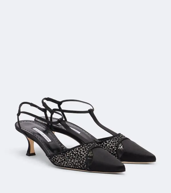 Manolo Blahnik Turgimodla Satin Slingback Pumps