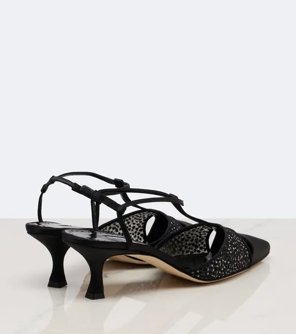 Manolo Blahnik Turgimodla Satin Slingback Pumps