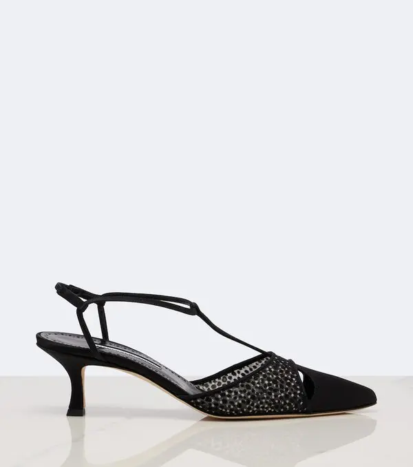 Manolo Blahnik Turgimodla Satin Slingback Pumps
