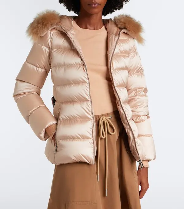 Moncler Cupidones Shearling-trimmed Down Jacket - Beige