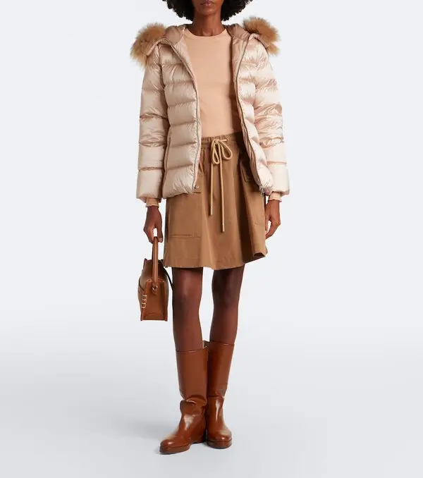 Moncler Cupidones Shearling-trimmed Down Jacket - Beige
