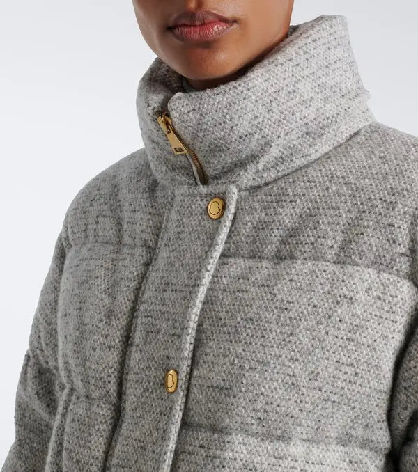 Moncler Wool-blend Tweed Down Jacket - Grey