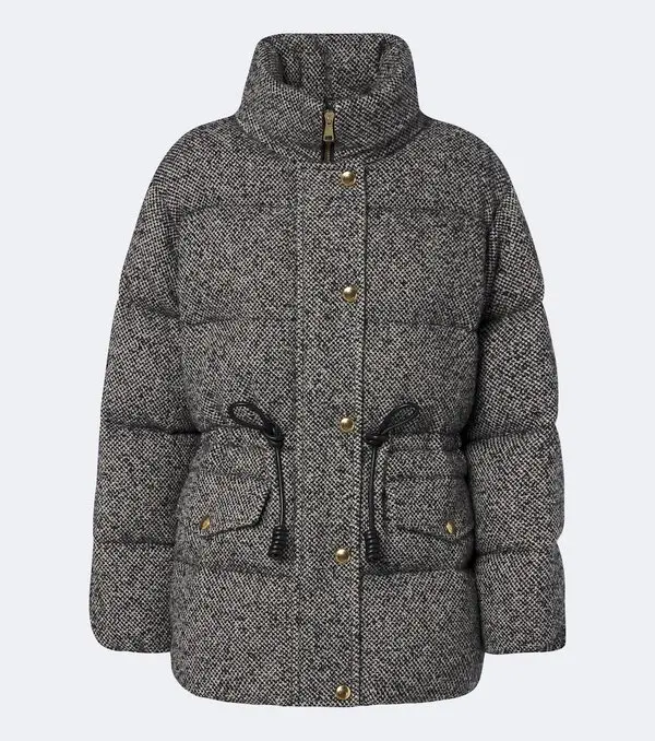 Moncler Wool-blend Tweed Down Jacket - Grey