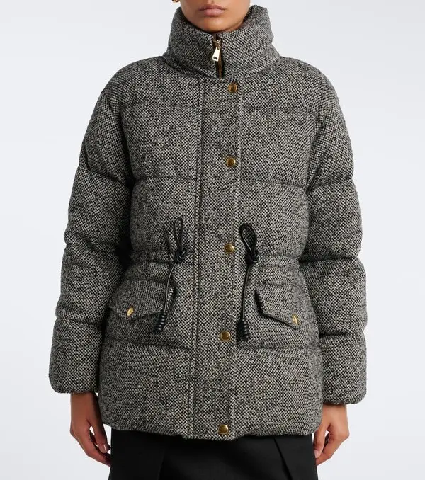 Moncler Wool-blend Tweed Down Jacket