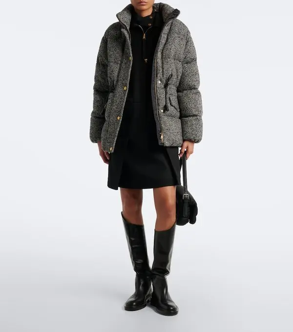 Moncler Wool-blend Tweed Down Jacket
