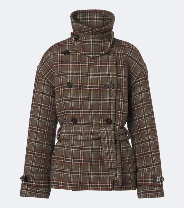 Chloé Checked Wool And Cotton-blend Peacoat