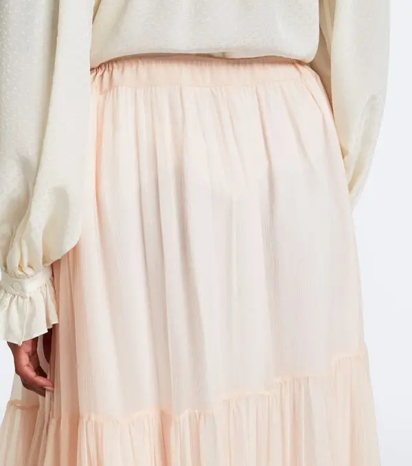 Chloé Ruffled Silk Midi Skirt