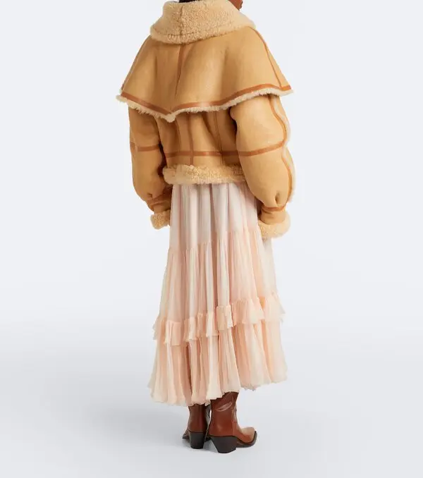 Chloé Ruffled Silk Midi Skirt