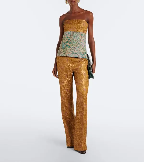 Dries Van Noten Belted Jacquard Wide-leg Pants