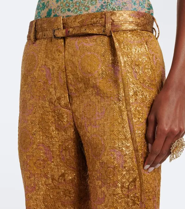 Dries Van Noten Belted Jacquard Wide-leg Pants