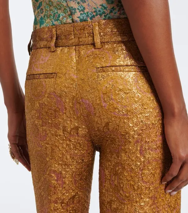 Dries Van Noten Belted Jacquard Wide-leg Pants