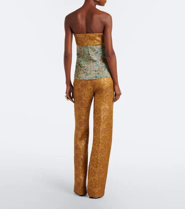 Dries Van Noten Belted Jacquard Wide-leg Pants