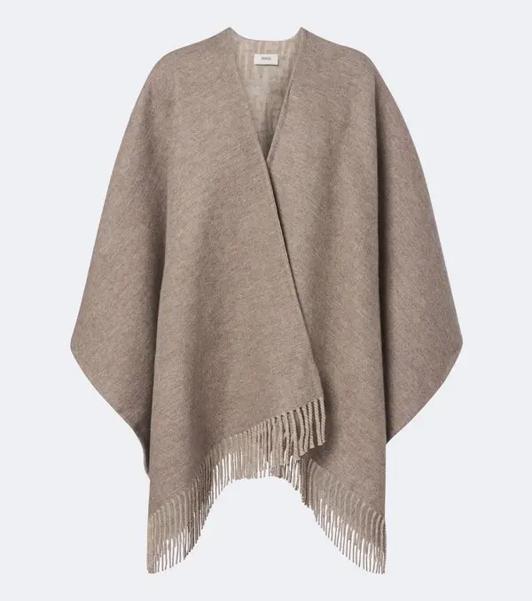 Fendi Reversible Wool And Cashmere Poncho - Beige