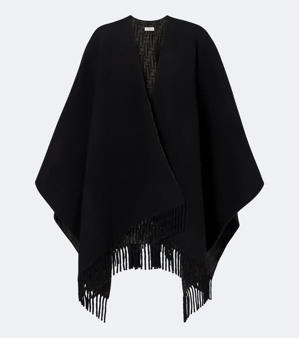 Fendi Reversible Wool And Cashmere Poncho - Brown