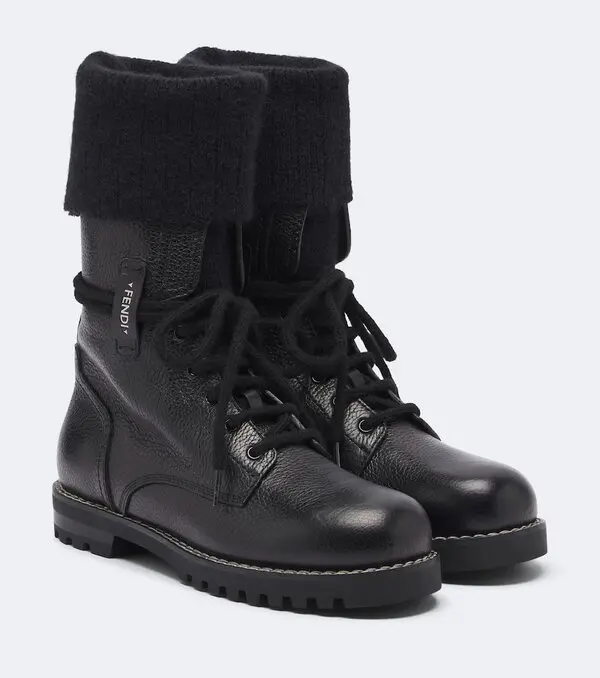 Fendi Wool-lined Leather Combat Boots