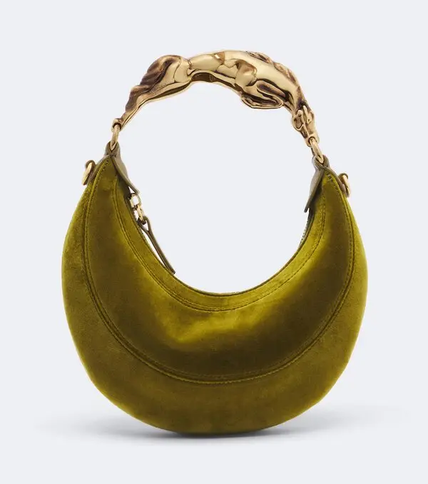 Chloé Chain Horse Small Velvet Shoulder Bag - Green