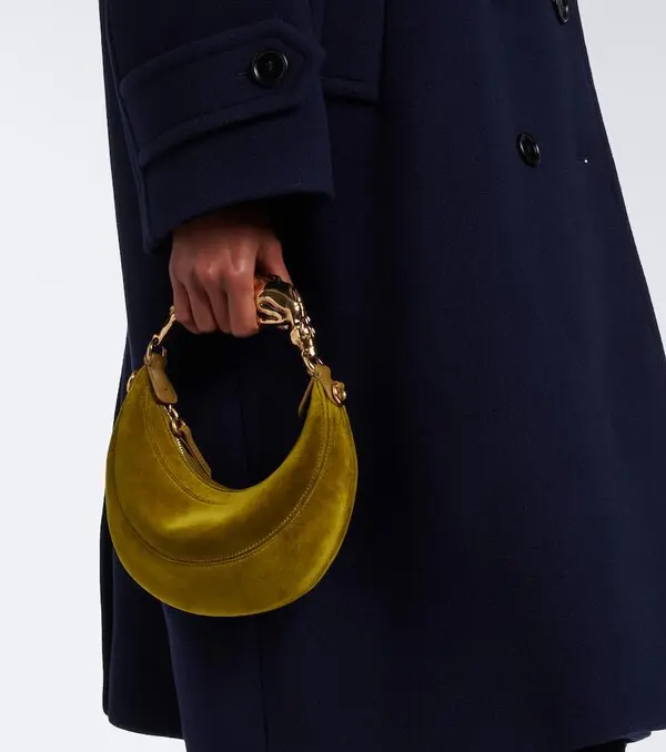 Chloé Chain Horse Small Velvet Shoulder Bag - Green