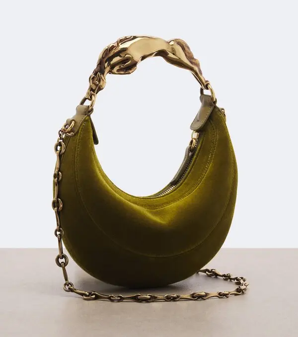Chloé Chain Horse Small Velvet Shoulder Bag - Green