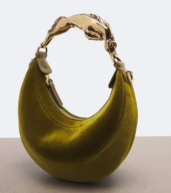 Chloé Chain Horse Small Velvet Shoulder Bag - Green