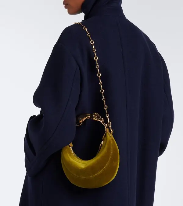 Chloé Chain Horse Small Velvet Shoulder Bag - Green