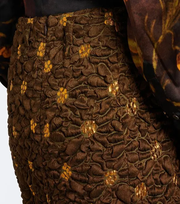 Dries Van Noten Embellished Floral Cloqué Midi Skirt