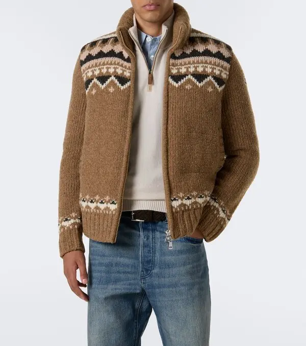 Moncler Jacquard Wool-blend Down Jacket