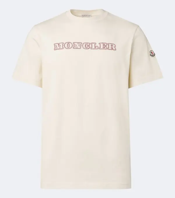 Moncler Logo Embroidered Cotton Jersey T-shirt - White