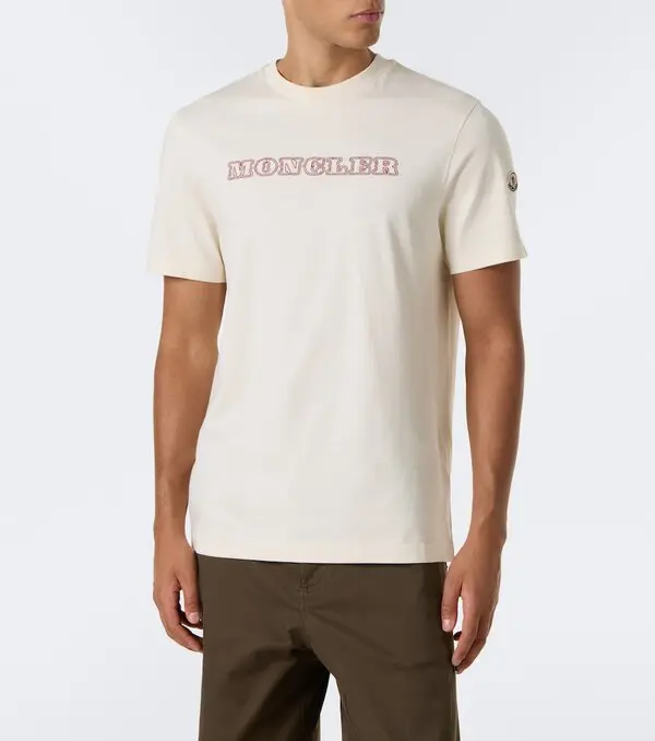 Moncler Logo Embroidered Cotton Jersey T-shirt