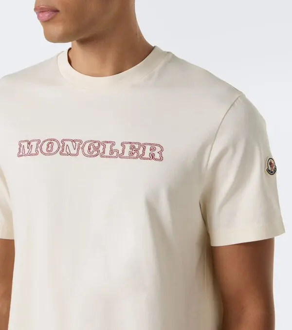 Moncler Logo Embroidered Cotton Jersey T-shirt
