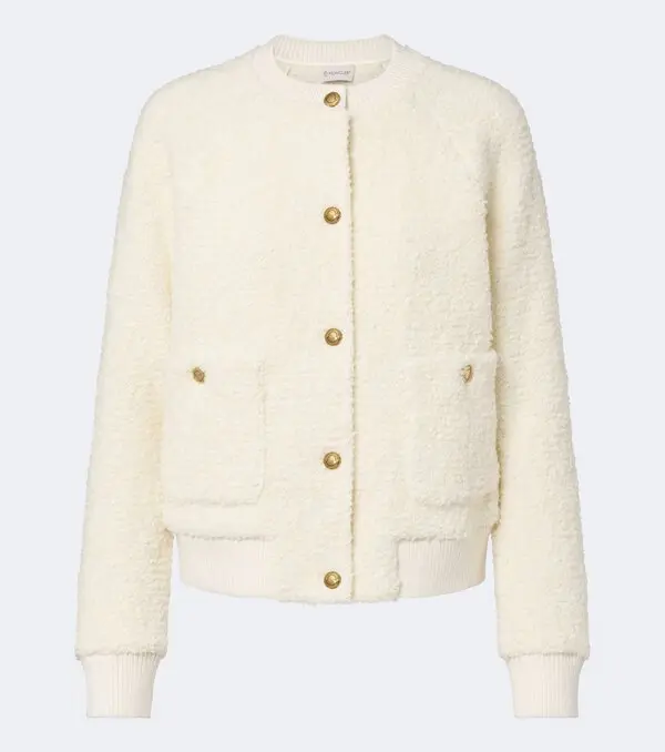 Moncler Bouclé Cardigan - White