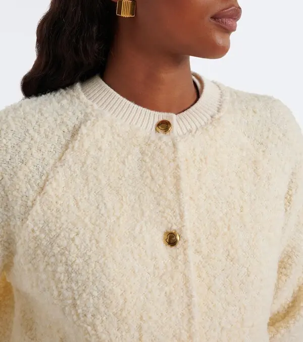 Moncler Bouclé Cardigan - White