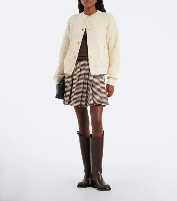 Moncler Bouclé Cardigan - White