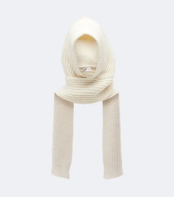 Moncler Ribbed-knit Wool And Cashmere Hood - White