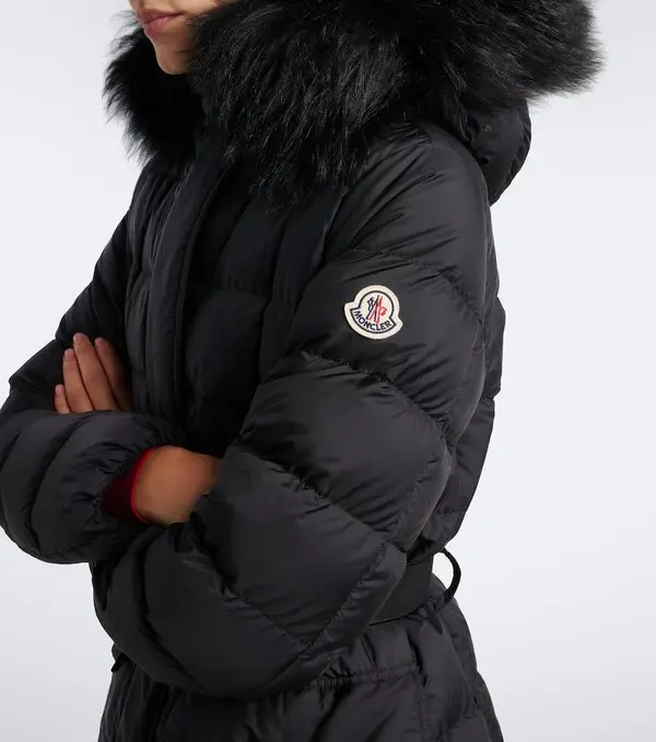 Moncler Shearling-trimmed Down Coat - Black