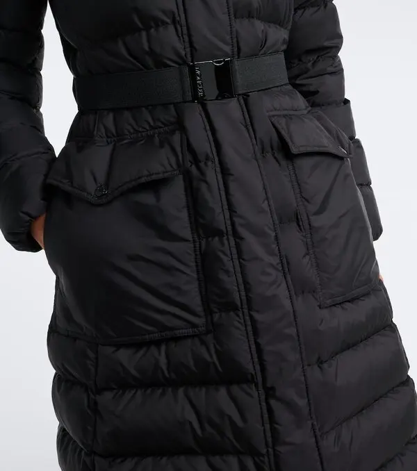 Moncler Shearling-trimmed Down Coat - Black